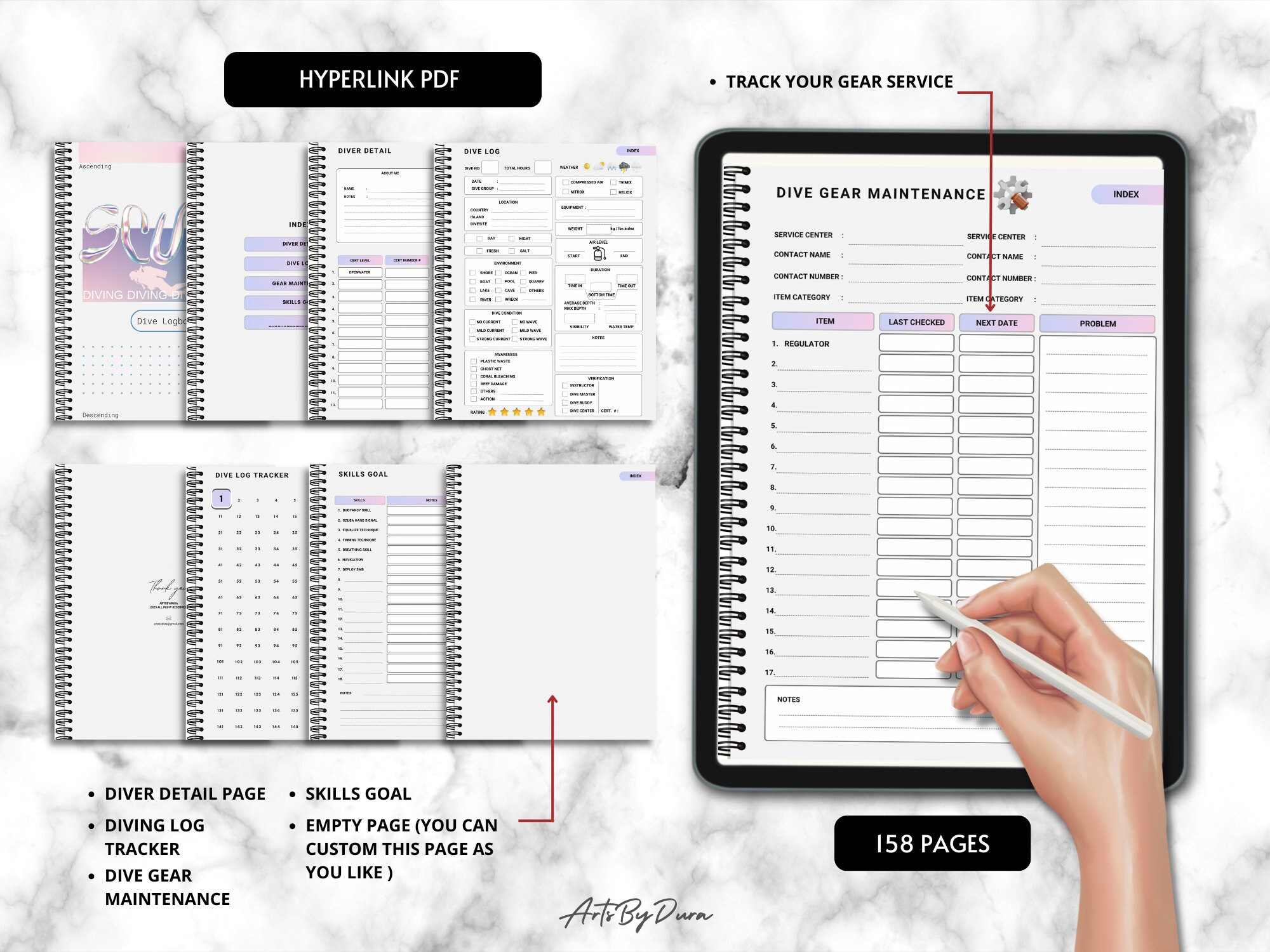 Scuba Diving Log Book Planner, Dive Log Book Hyperlink Pdf, Scuba ...