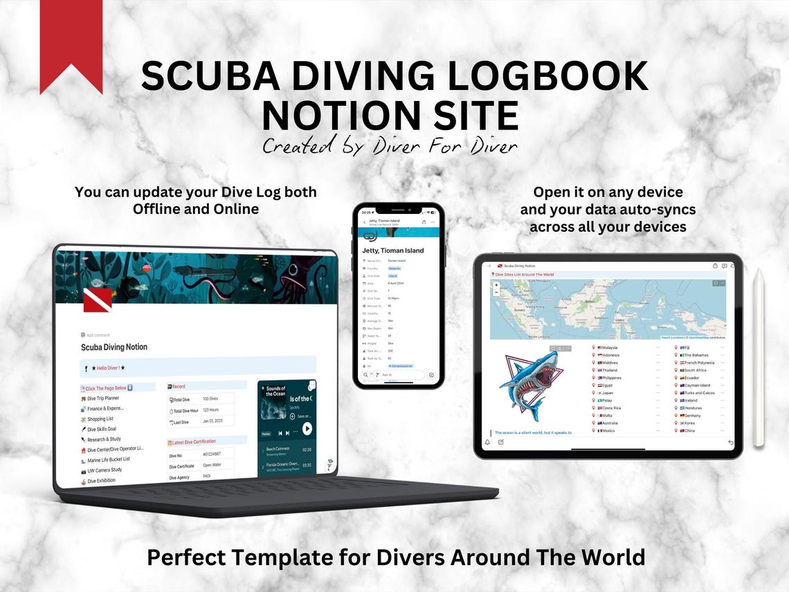 Scuba Diving Notion Template, Dive Logbook (digital Planner) - Etsy