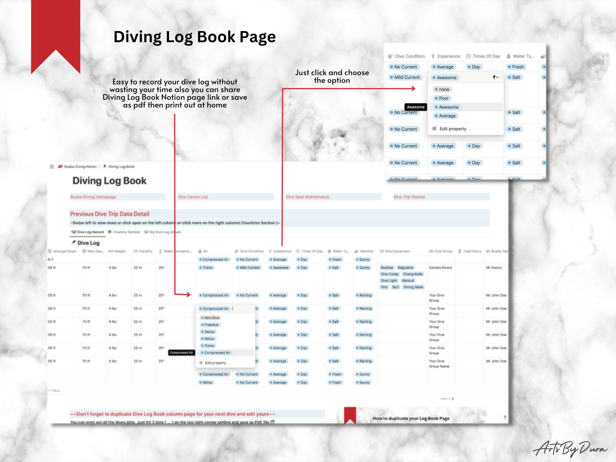Scuba Diving Notion Template, Dive Logbook (digital Planner) - Etsy