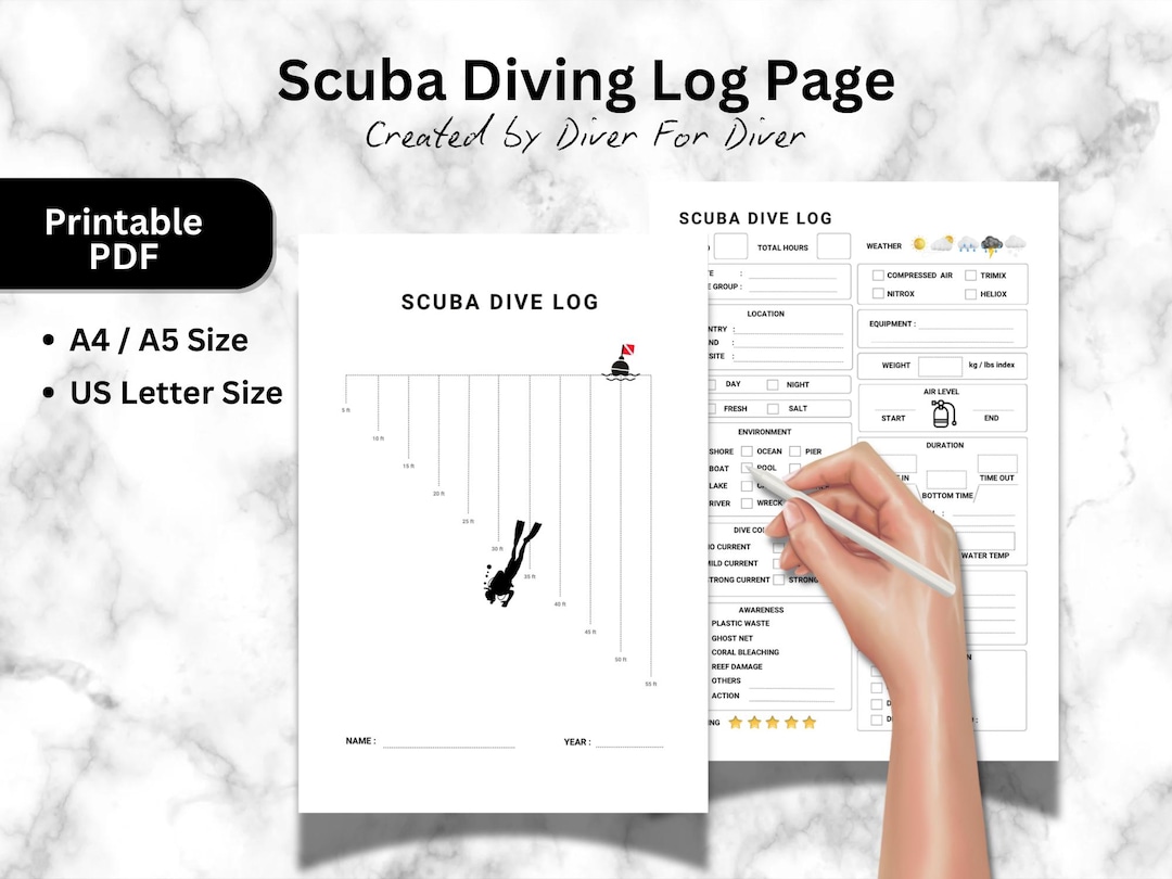 Scuba Diving Log Book, Dive Log Pdf, Dive Log, Printable - Etsy