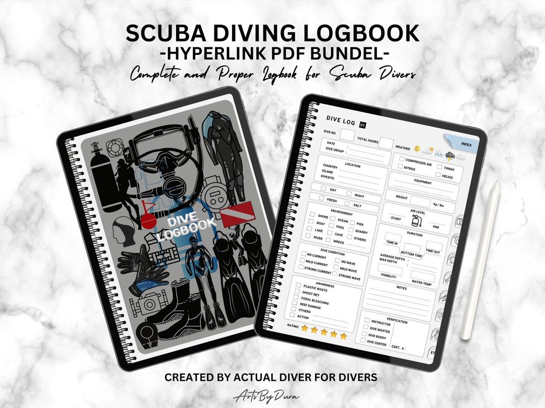 Scuba Diving Log Book Planner, Dive Log Book Hyperlink Pdf, Scuba ...