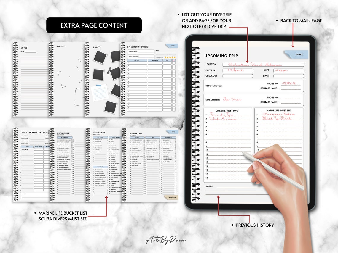 Scuba Diving Log Book Planner, Dive Log Book Hyperlink Pdf, Scuba ...