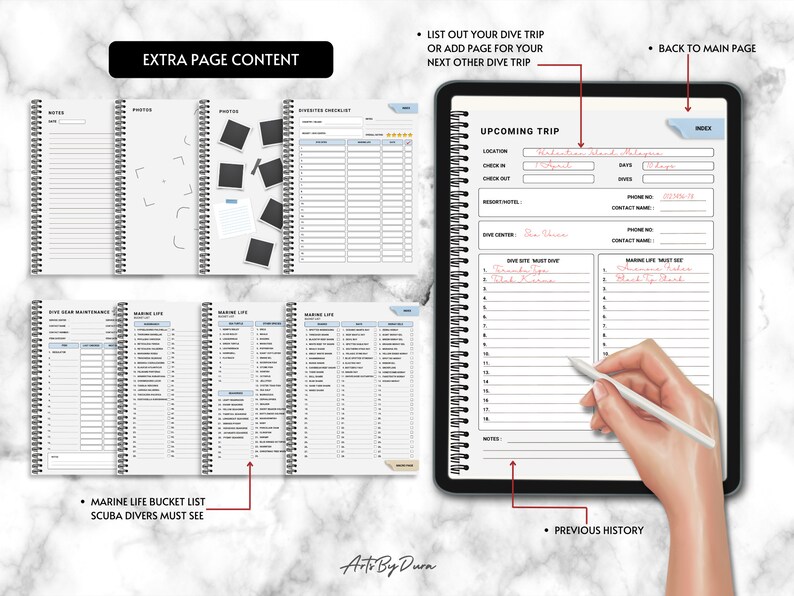 Scuba Diving Log Book Planner, Dive Log Book Hyperlink Pdf, Scuba ...