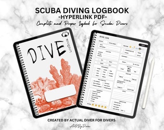 Scuba Diving Log Book Planner, Dive Log Book Hyperlink Pdf, Scuba ...