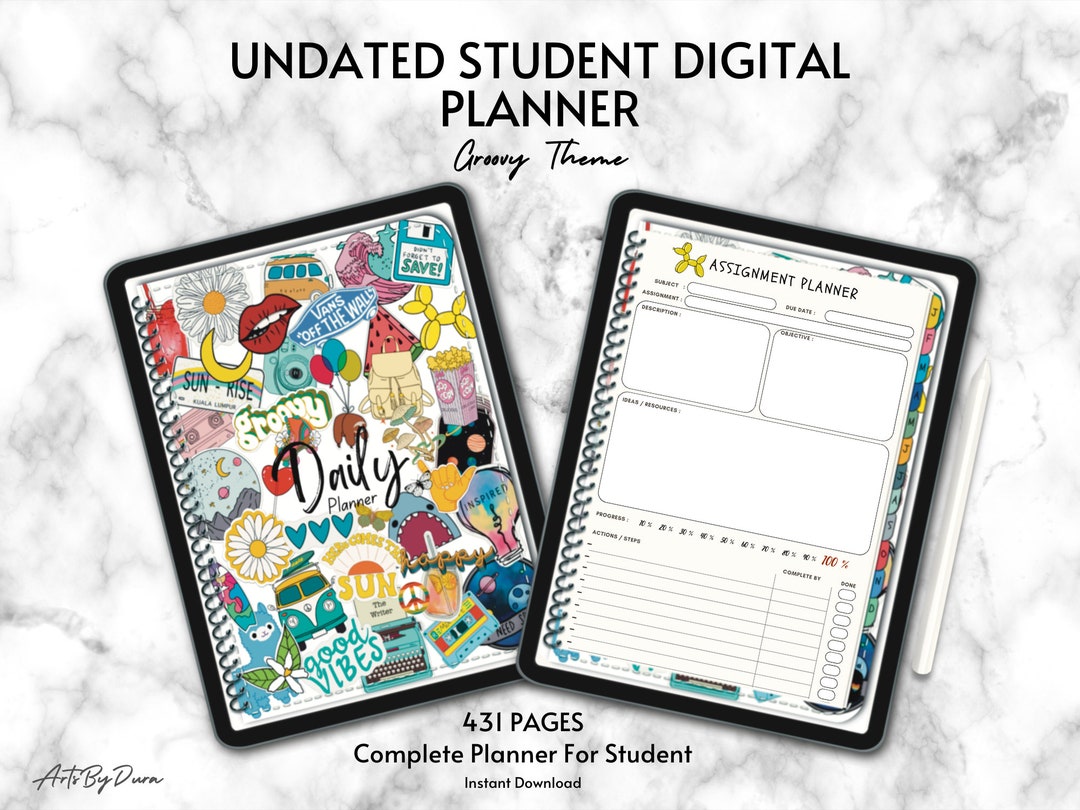 Undated Student Digital Planner, Goodnotes Planner, Hyperlink Pdf ...