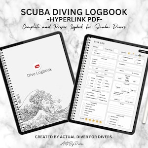Scuba Diving Log Book Planner, Dive Log Book Hyperlink Pdf, Scuba Diving Planner, Diving Planner ...