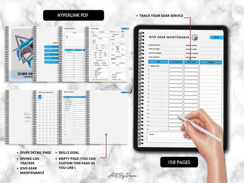 Scuba Diving Log Book Planner, Dive Log Book Hyperlink Pdf, Scuba ...