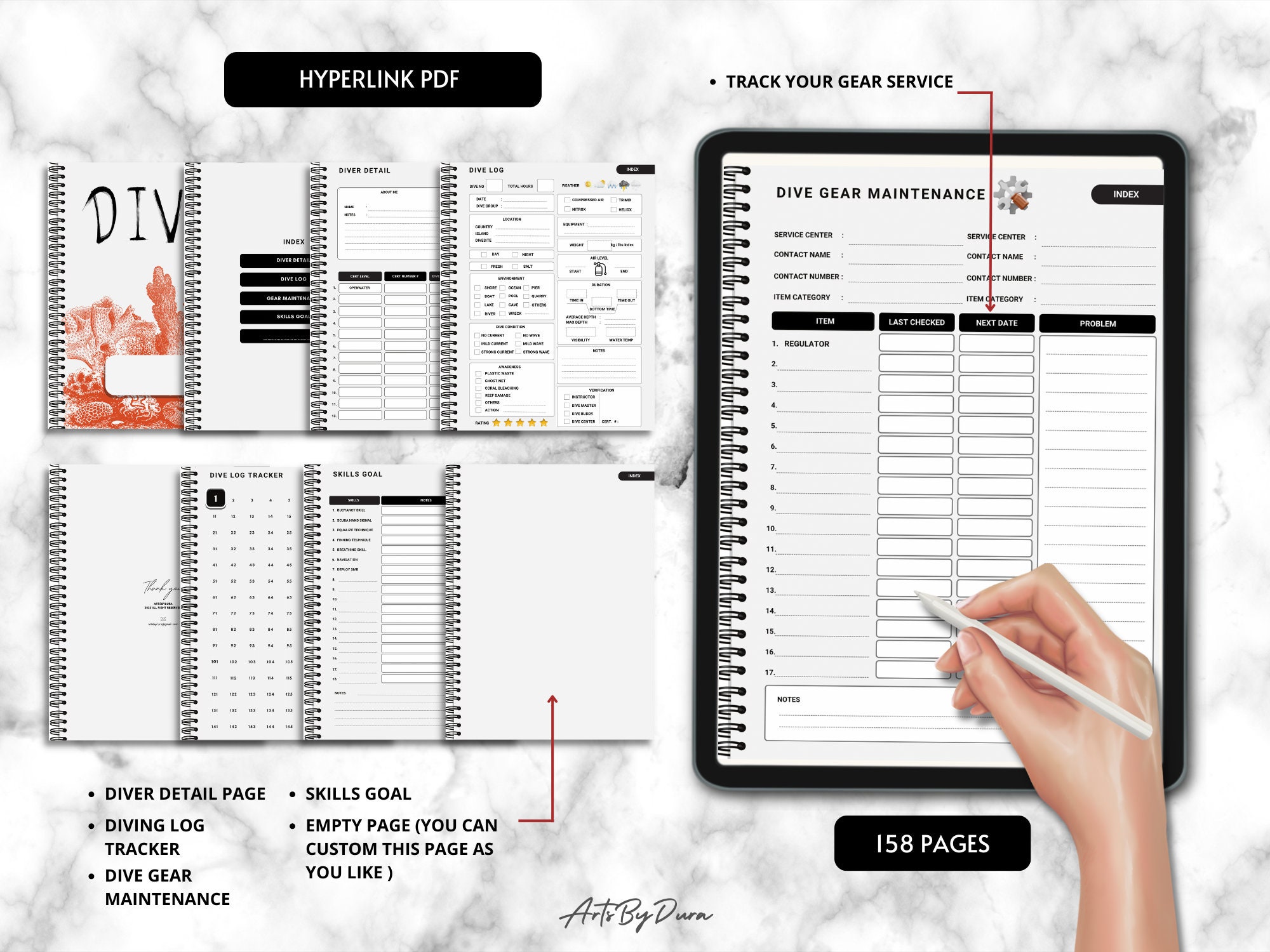 Scuba Diving Log Book Planner, Dive Log Book Hyperlink Pdf, Scuba ...