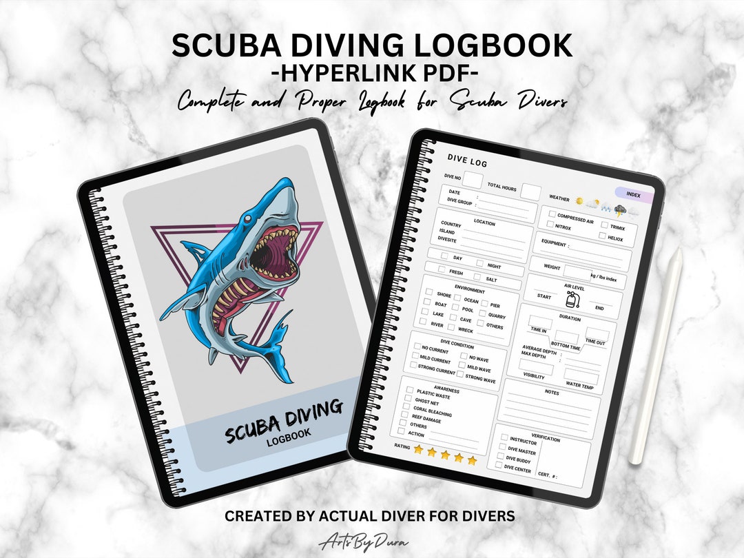 Scuba Diving Log Book Planner, Dive Log Book Hyperlink Pdf, Scuba ...