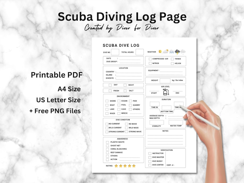 Scuba Dive Log Book Printable, Dive Log Pdf, Dive Log, Printable - Etsy