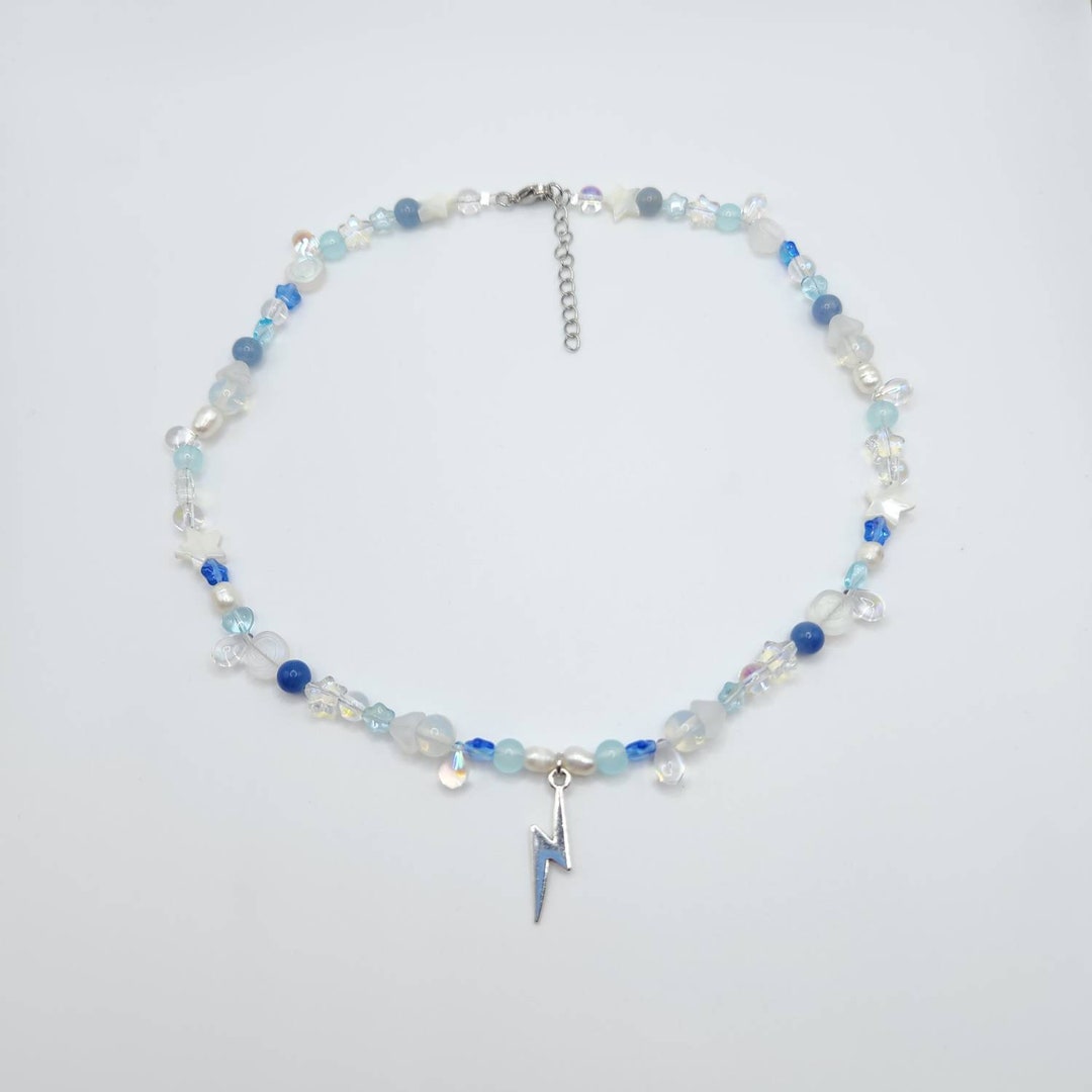 Lightning Bolt Beaded Necklace - Etsy