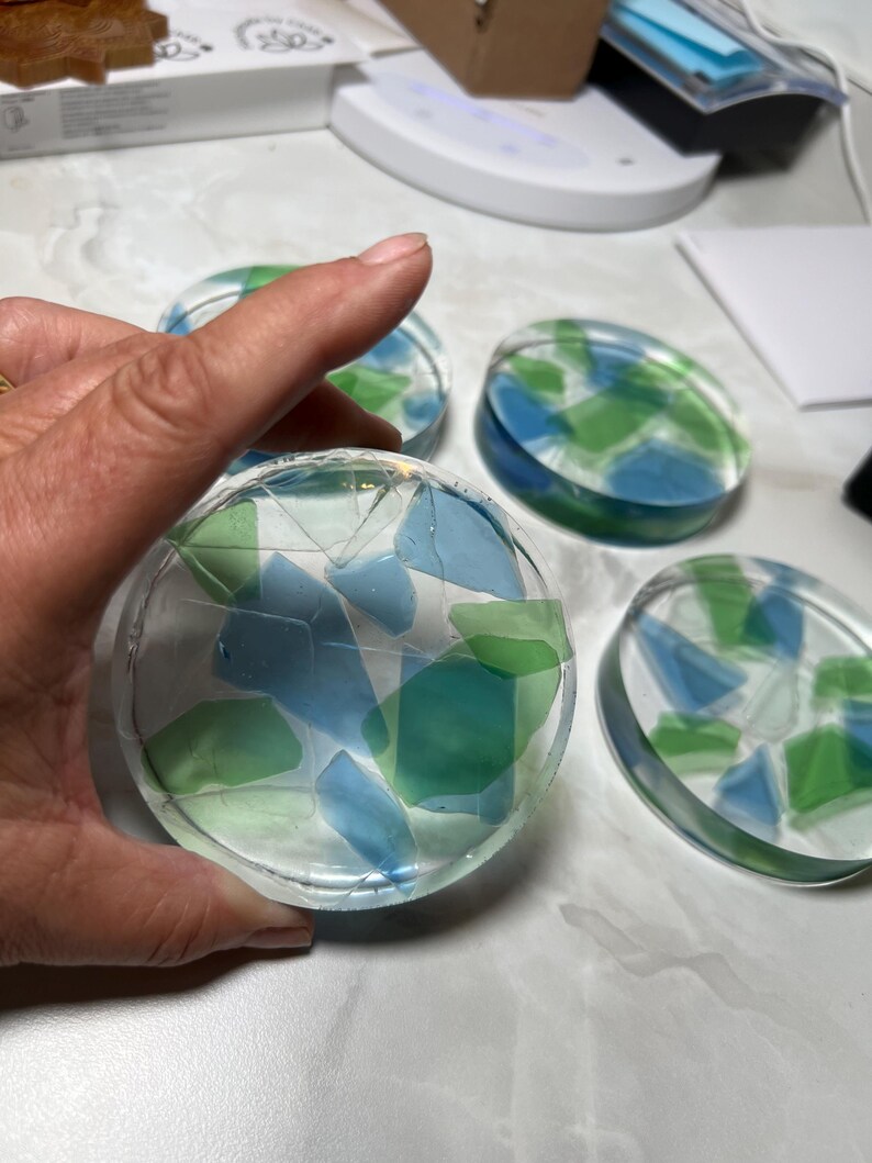 Round Seaglass Coasters - Perfect for a Beach Cottage! (set of 4 ...