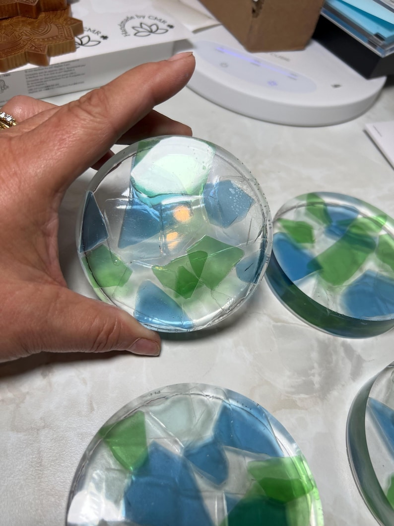 Round Seaglass Coasters - Perfect for a Beach Cottage! (set of 4 ...