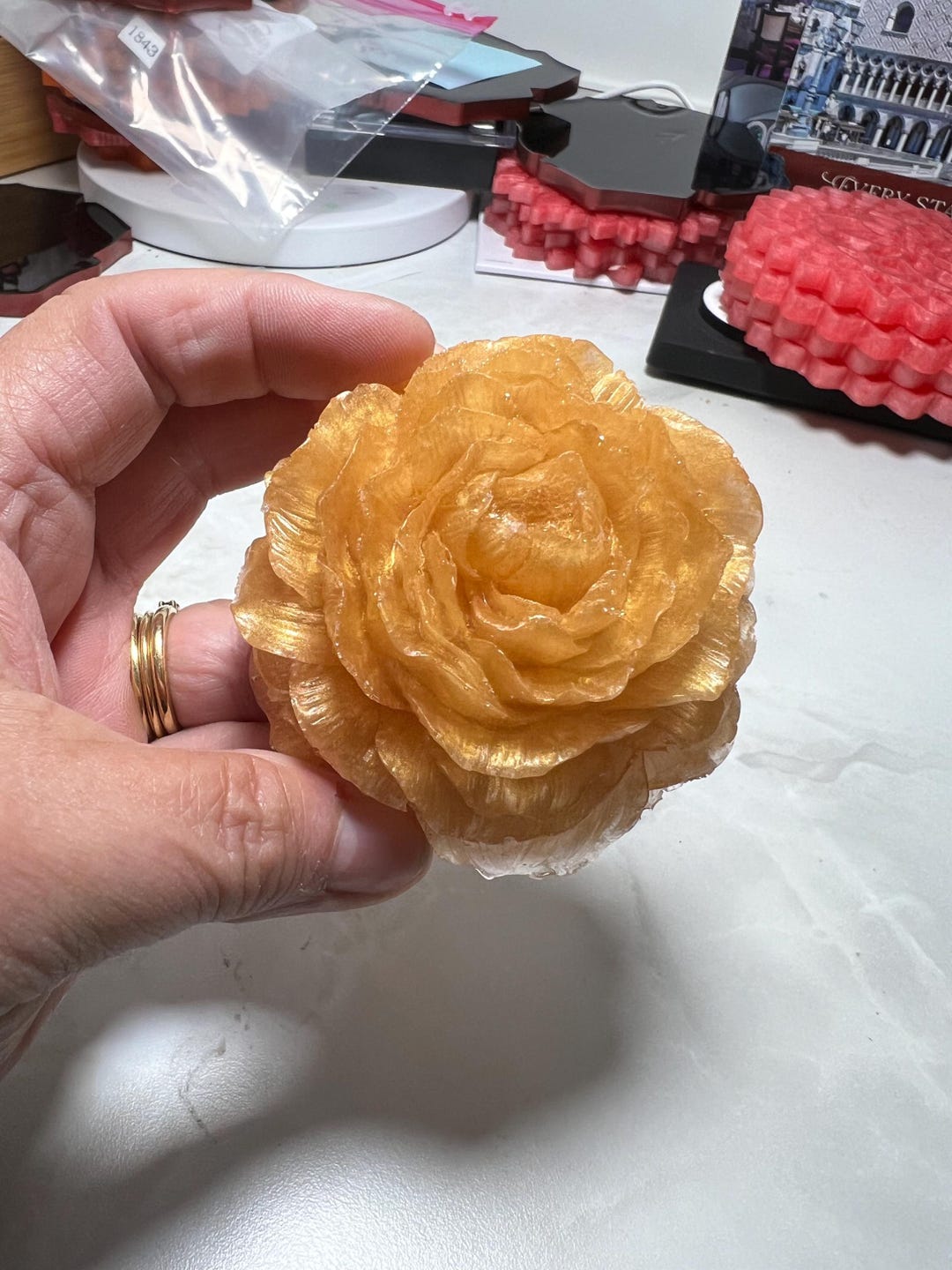Beautiful, Delicate Peony Flower, Made From Resin and Mica Powder, in ...