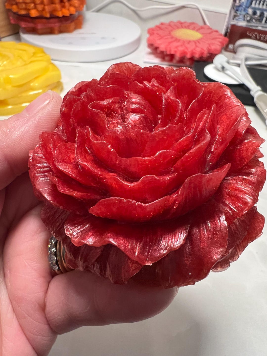Beautiful, Delicate Peony Flower, Made From Resin and Mica Powder in a ...