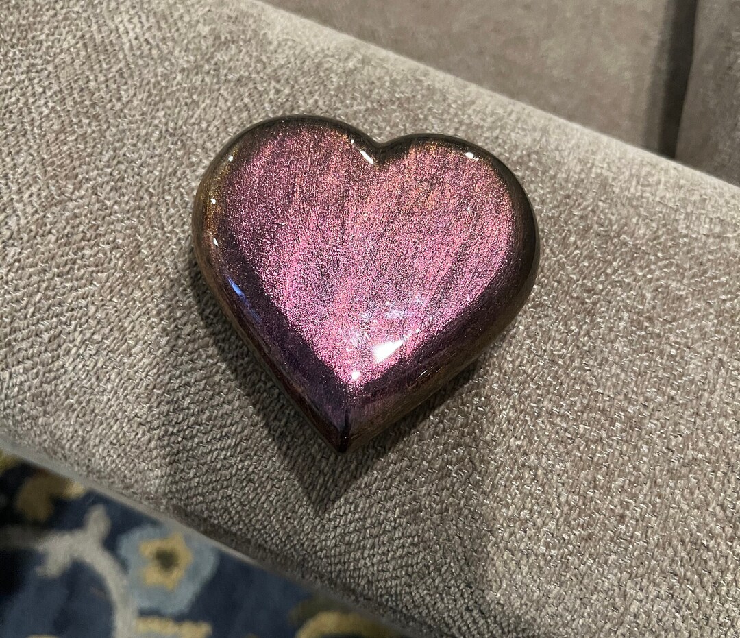 Pink Heart Shaped Paperweight Shiny - Etsy