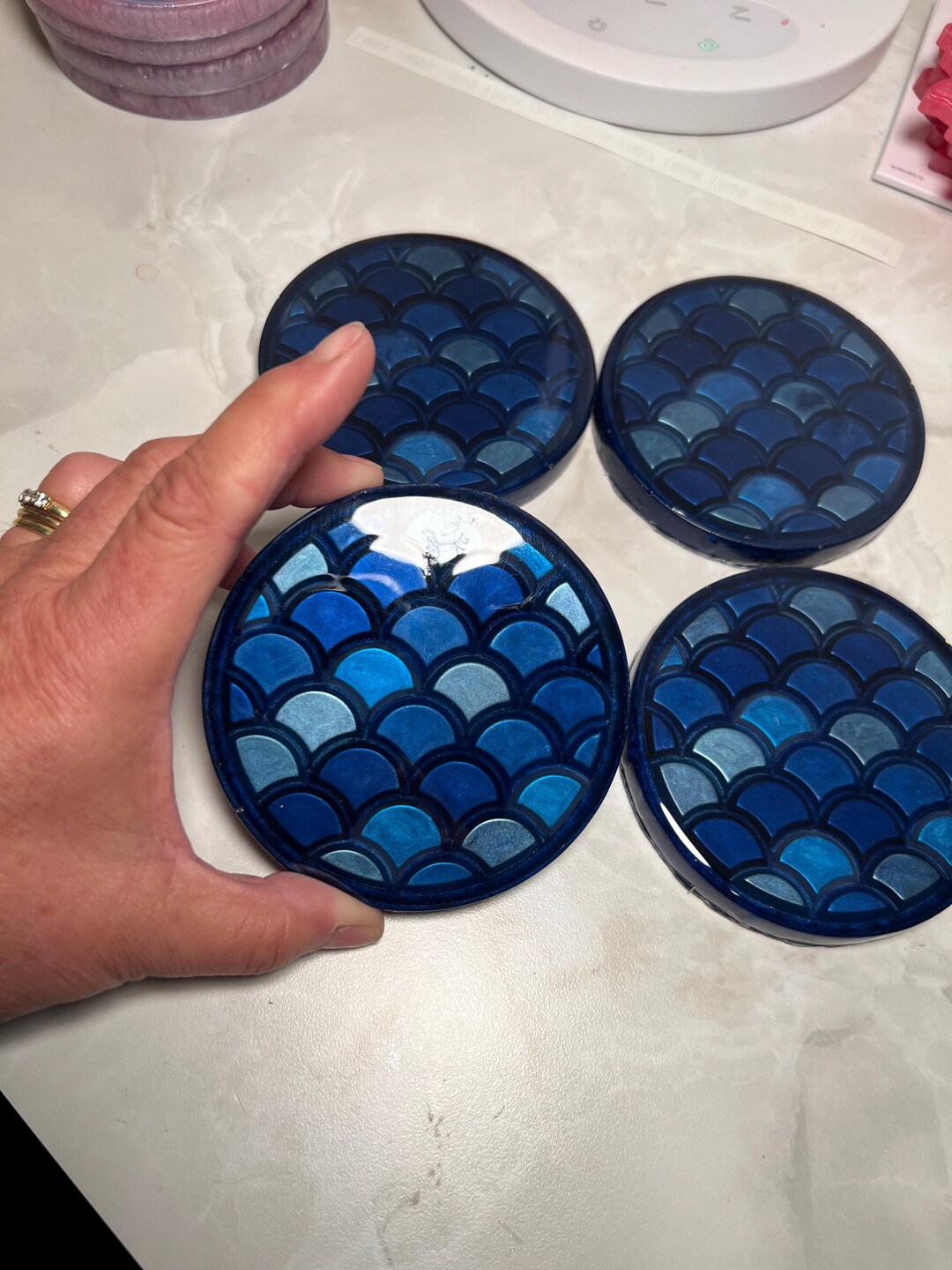 Brilliant Blue Wave Coasters. Sold in a Set of 4. Perfect With a Beach ...
