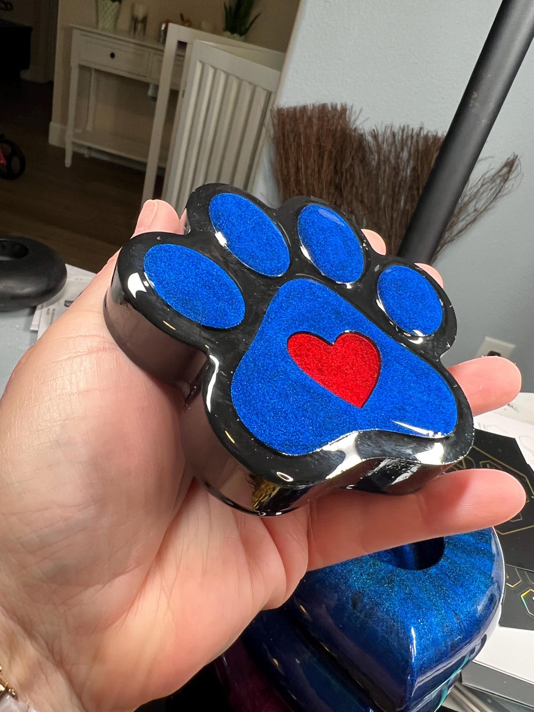 Bright Blue Paw Print With a Sweet Red Heart Collectible. - Etsy