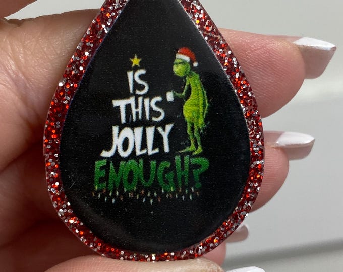 Teardrop Shaped Winter Christmas Grinch Coverminder Magnet Diamond ...