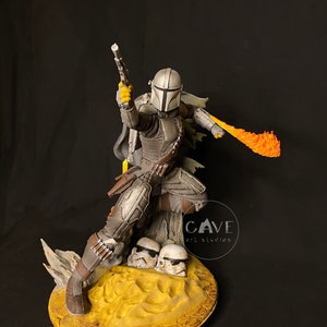 Mandalorian Statue/diorama ,mandalorian Fan Gift, High Quality Hand ...