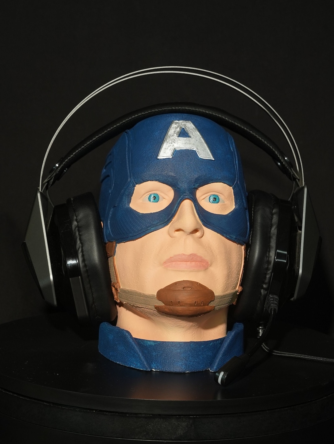 Captain America Headphone Holder, Painted Head Bust, Office, Desktop ...
