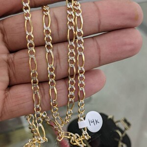 14kt Real Solid Gold Figaro Diamond Cut Chain 4mm - Etsy