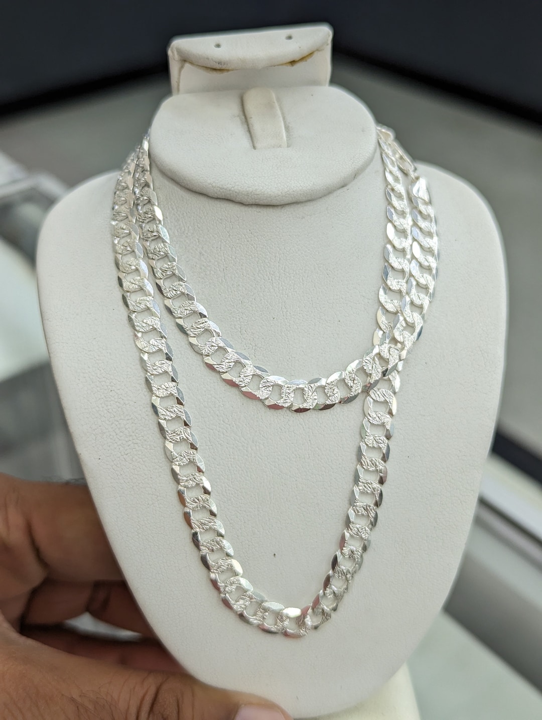 925 Sterling Silver Cuban Curb Diamond Cut Chain 6.8mm - Etsy