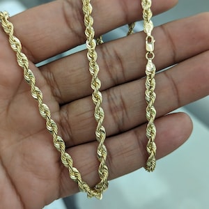 10kt Real Gold Rope Chain 4mm - Etsy