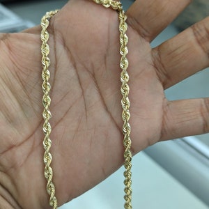 10kt Real Gold Rope Chain 4mm - Etsy
