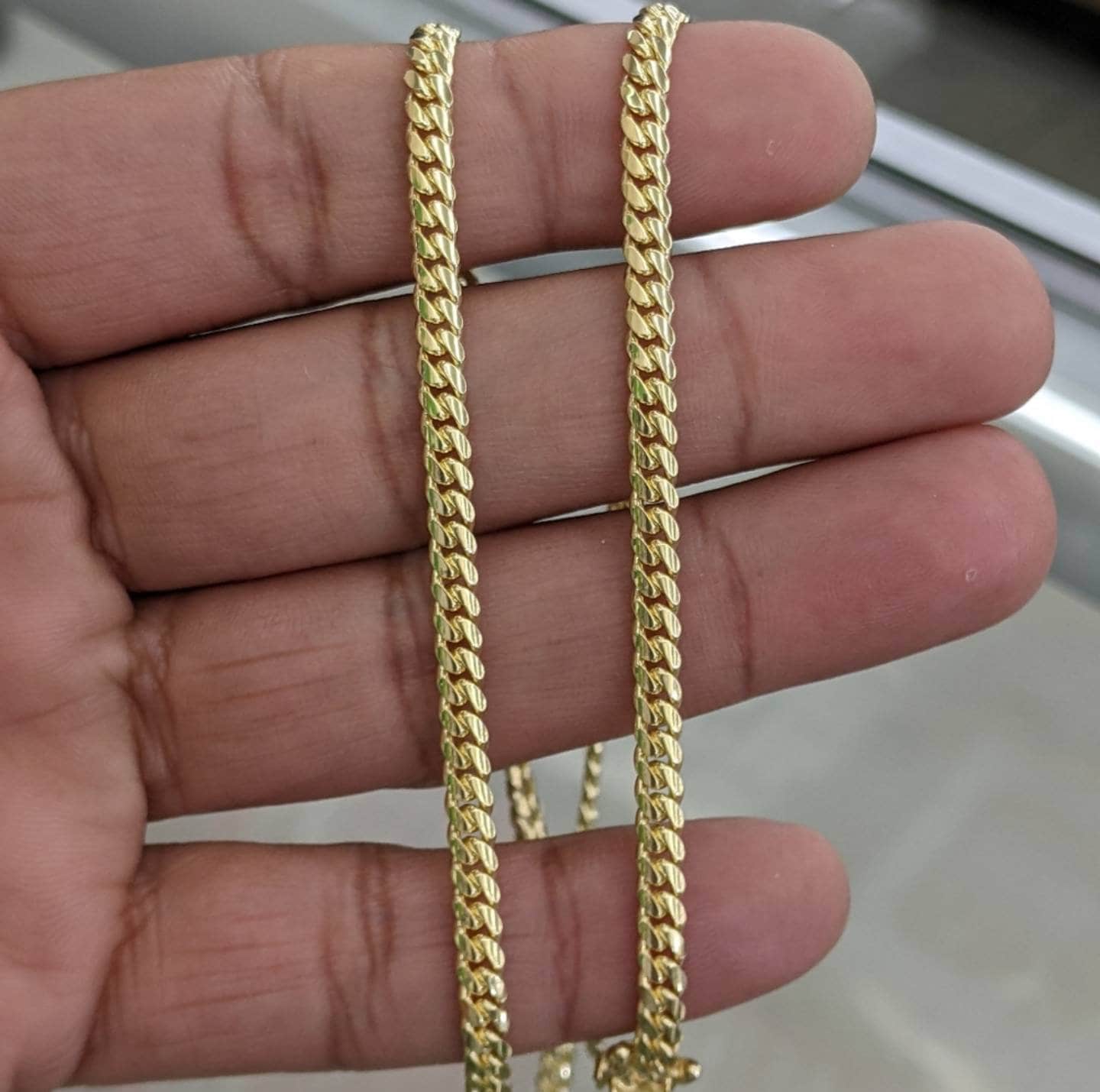 14kt Real Gold Solid Miami Cuban Style Chain 4mm Wide - Etsy