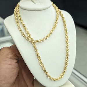 10kt Real Gold Rope Chain 4mm - Etsy