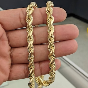 10kt Real Gold Rope Chain 8mm Thick - Etsy