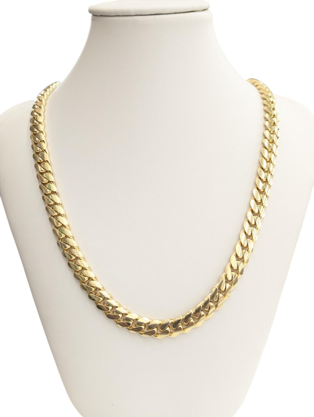 10kt Real Gold Solid Miami Cuban Style Chain 7.9 Mm for Men and Women ...