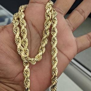 10kt Real Gold Rope Chain 8mm Thick - Etsy