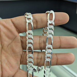 925 Sterling Silver Figaro Diamond Cut Chain 10 Mm - Etsy