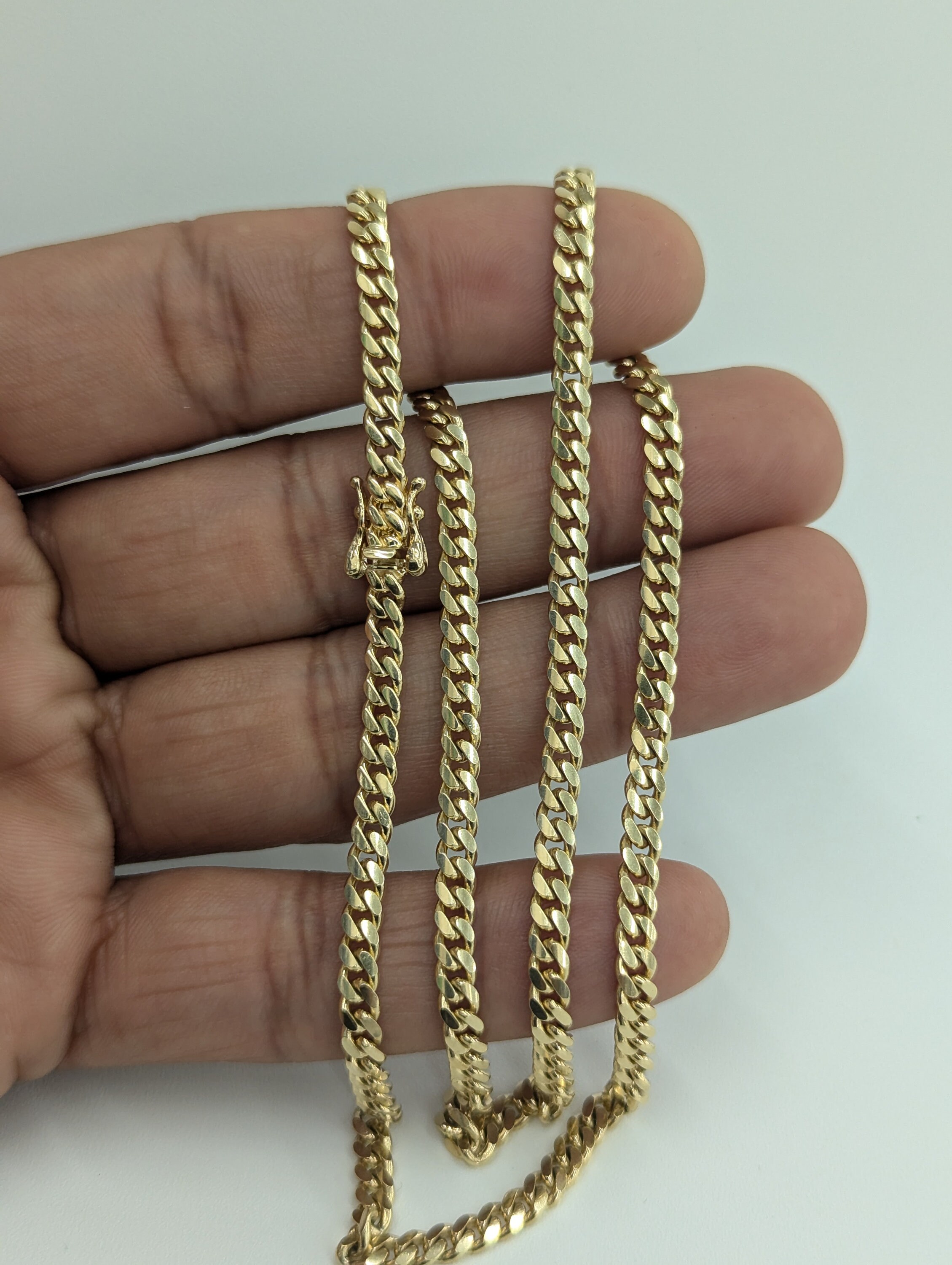 10kt Real Gold Solid Miami Cuban Style Chain 4mm - Etsy