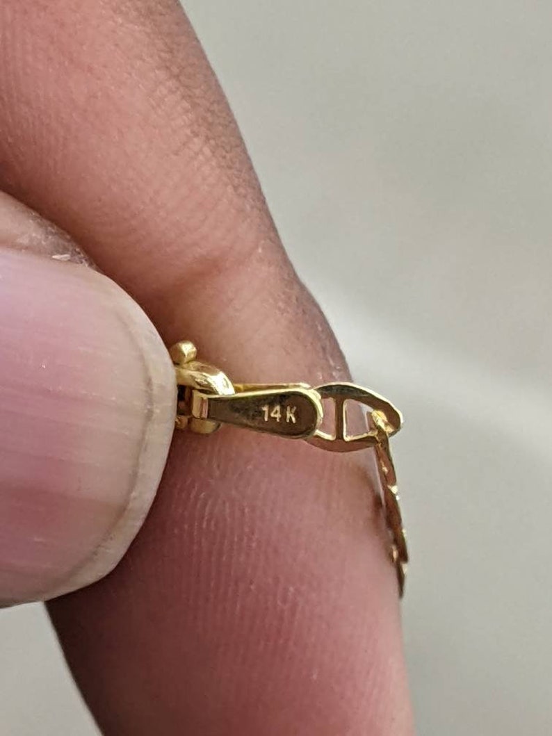14kt Real Solid Gold Mariner Style Chain 3mm - Etsy