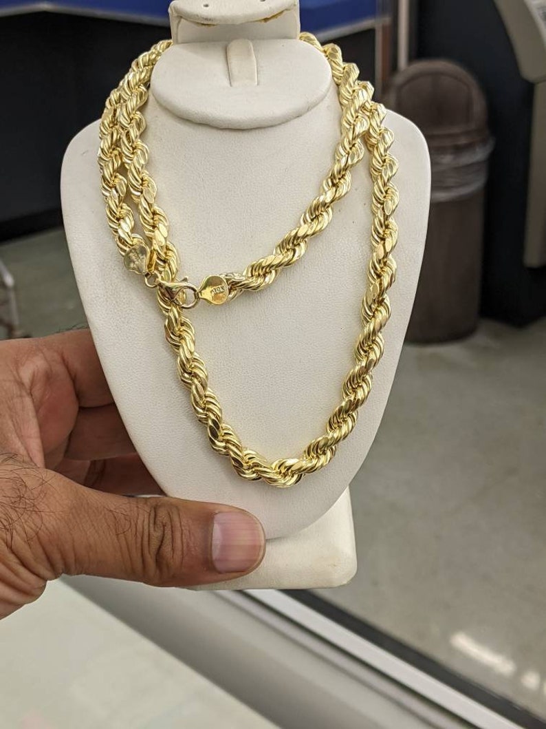 10kt Real Gold Rope Chain 8mm Thick - Etsy
