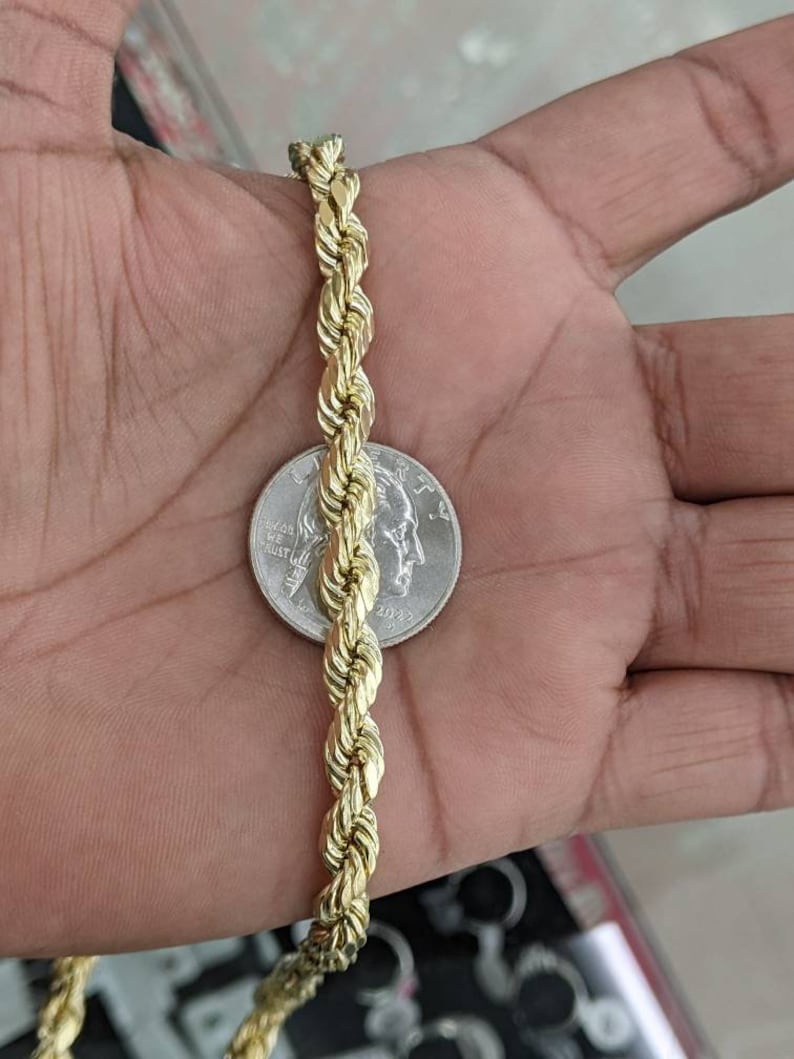 10kt Real Gold Rope Chain 7mm Thick - Etsy