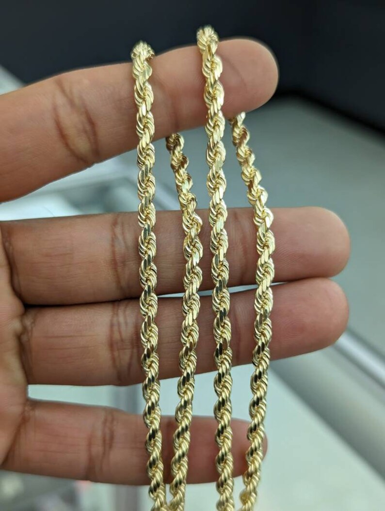 10kt Real Solid Gold Rope Chain 4.5mm Thick - Etsy