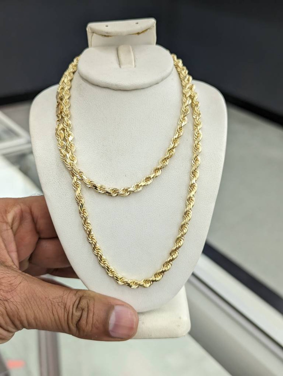 10kt Real Solid Gold Rope Chain 4.5mm Thick - Etsy