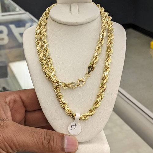 10kt Real Gold Rope Chain 7mm Thick - Etsy