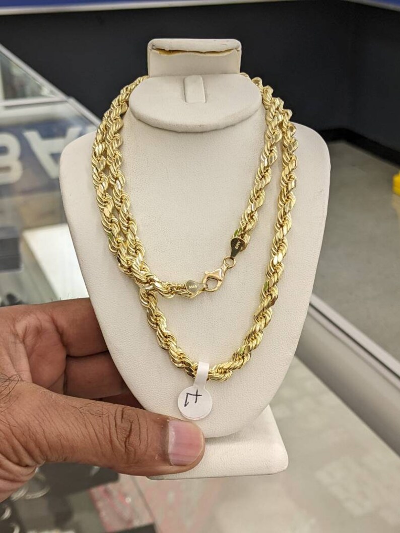 10kt Real Gold Rope Chain 7mm Thick - Etsy