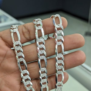 925 Sterling Silver Figaro Diamond Cut Chain 10 Mm - Etsy