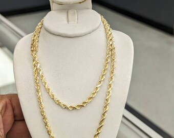 10kt Real Gold Rope Chain 8mm Thick - Etsy