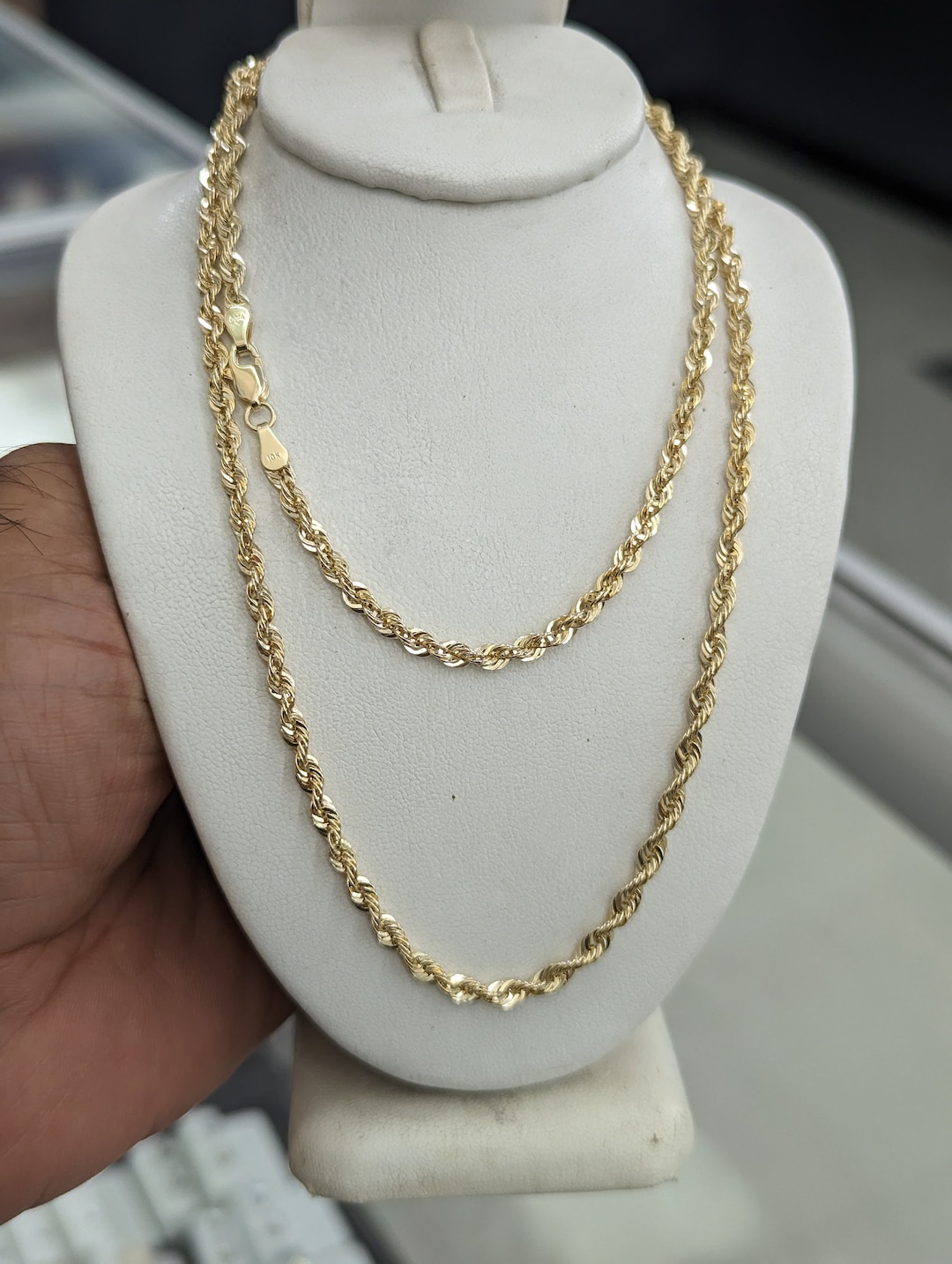 10kt Real Gold Rope Chain 3.2 Mm Thick - Etsy