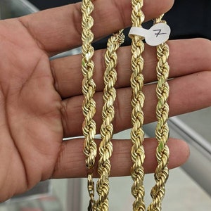 10kt Real Gold Rope Chain 7mm Thick - Etsy