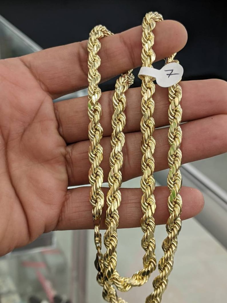 10kt Real Gold Rope Chain 7mm Thick - Etsy