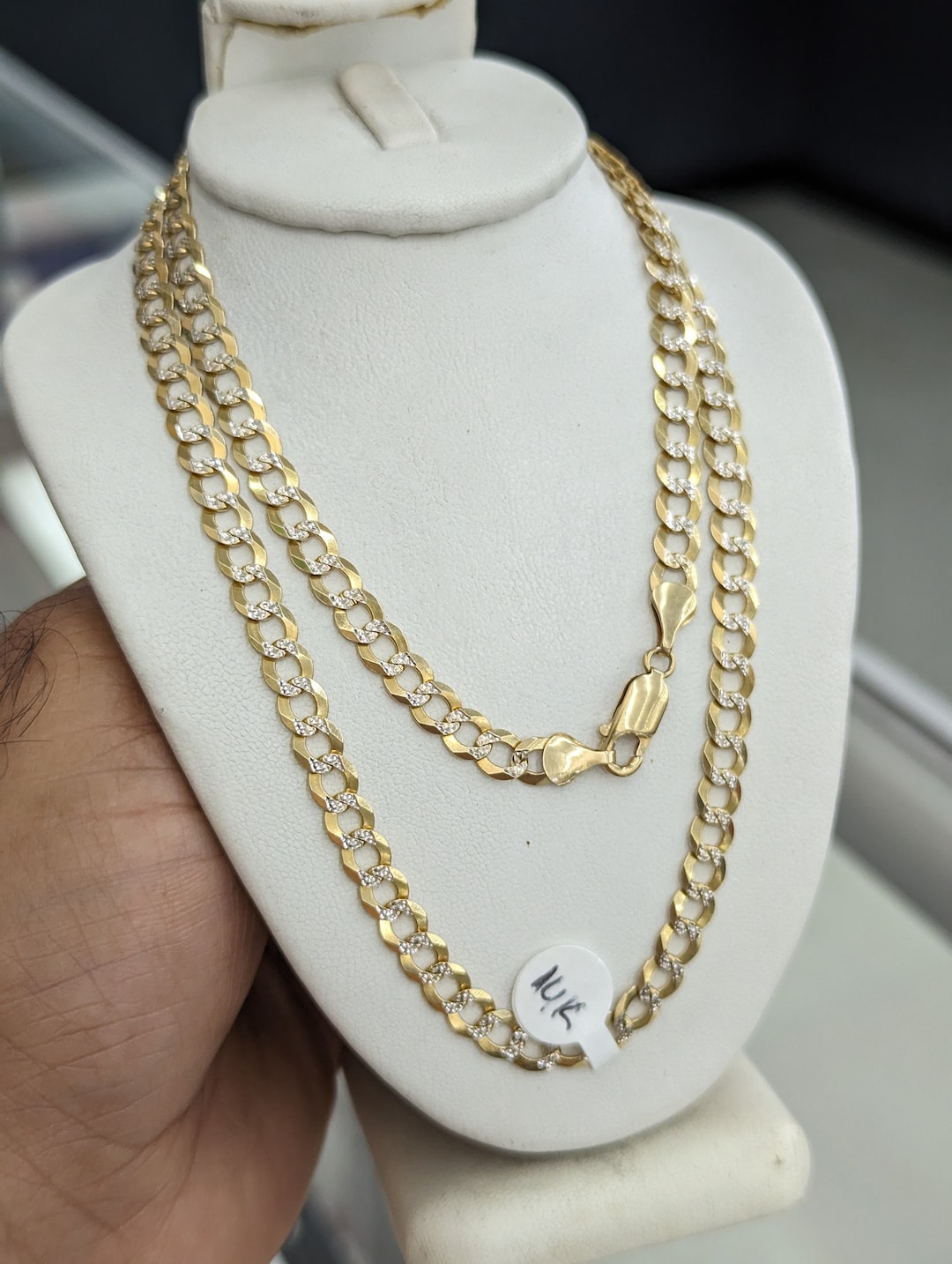 14kt Real Solid Gold Cuban Curb Diamond Cut Chain 5.9mm - Etsy