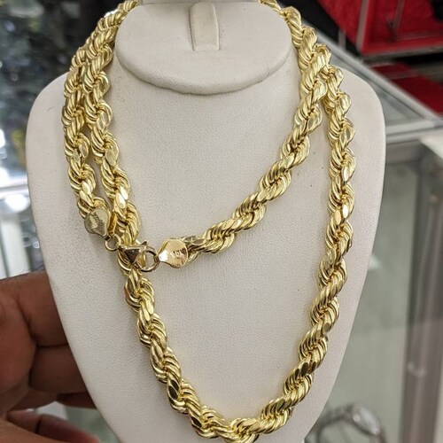 10kt Real Gold Rope Chain 8mm Thick - Etsy